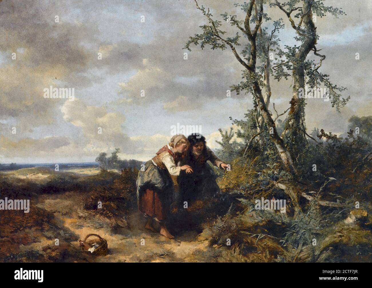 Kate Mari Ten - Admiring the Birds - Dutch School - 19th Century Stock ...