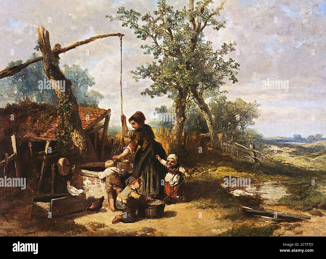 Kate Mari Ten - at the Well - Dutch School - 19th Century Stock Photo ...