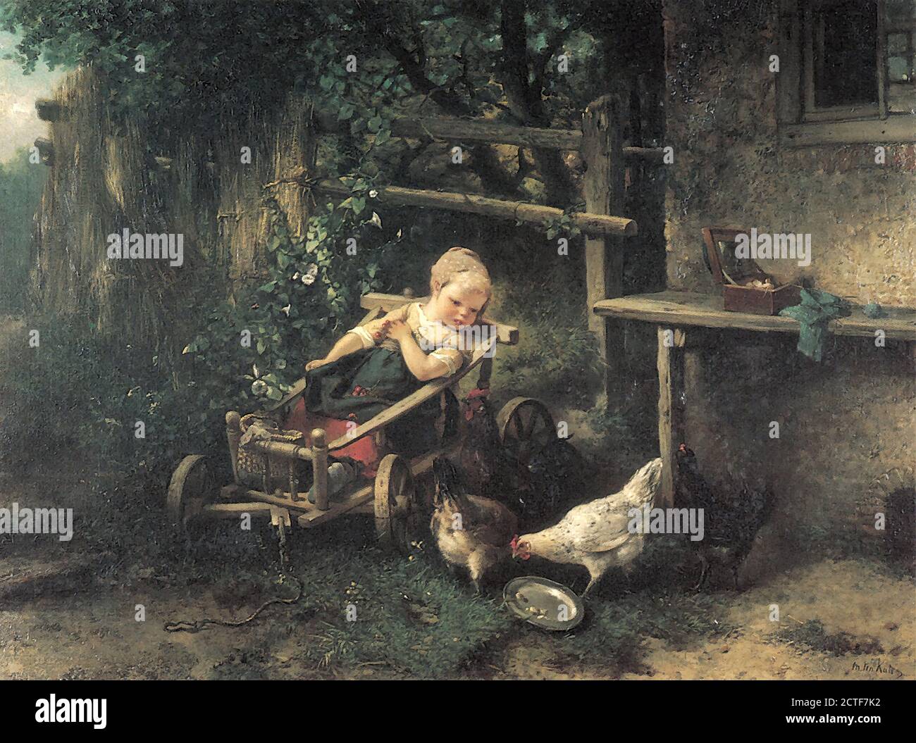 Kate Mari Ten - Boerenerf Met Kindje - Dutch School - 19th Century ...