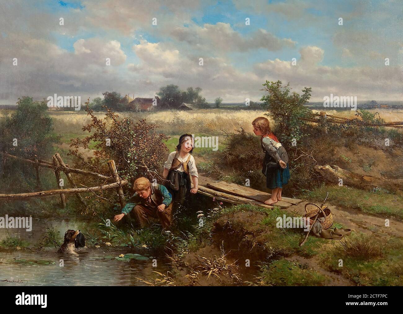 Kate Mari Ten - Drie Kinderen En Een Hondje Met Een Mutsje Dat in Het ...