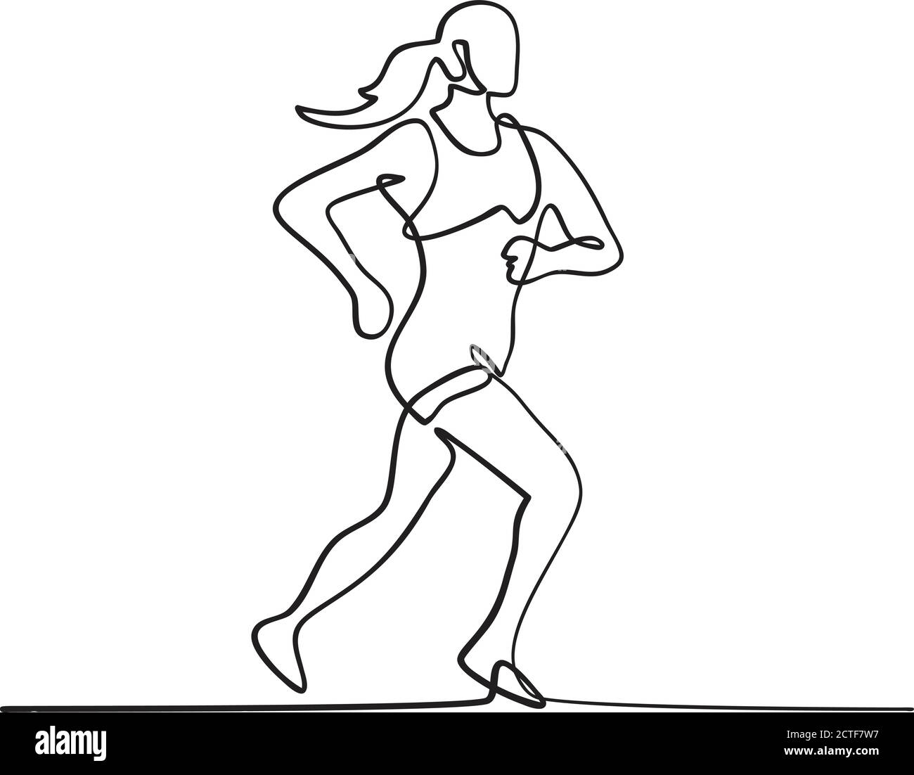 Continuous line drawing illustration of a female marathon runner ...