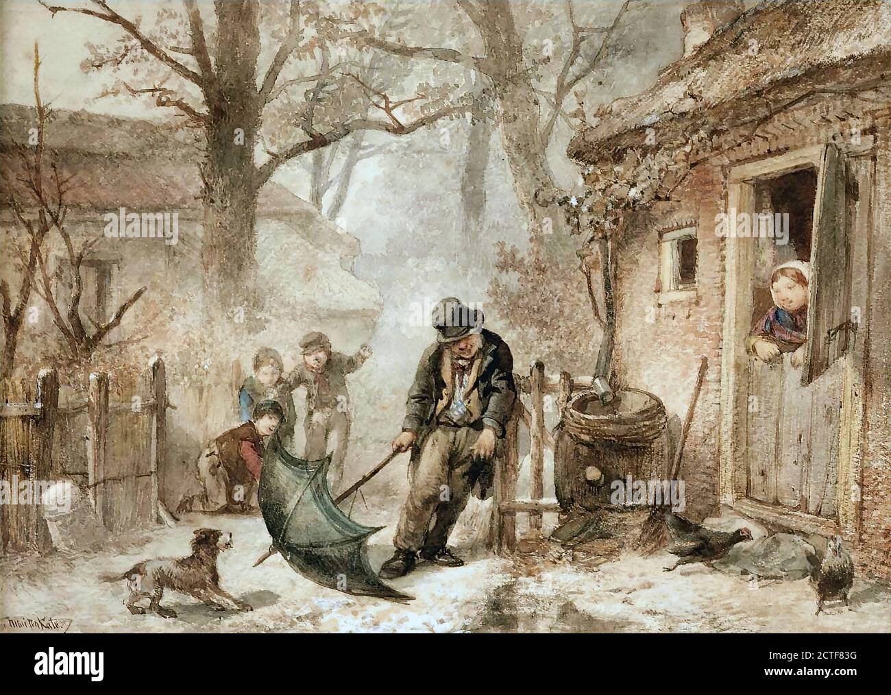 Kate Mari Ten - One Too Many - Dutch School - 19th Century Stock Photo ...