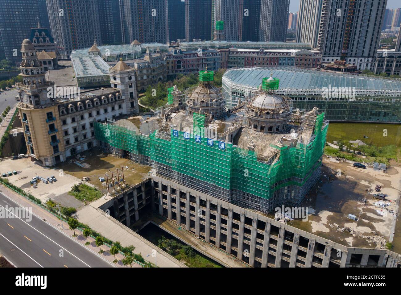 An aerial view of the Xiangyun Ghost Town, which announced to be the ...