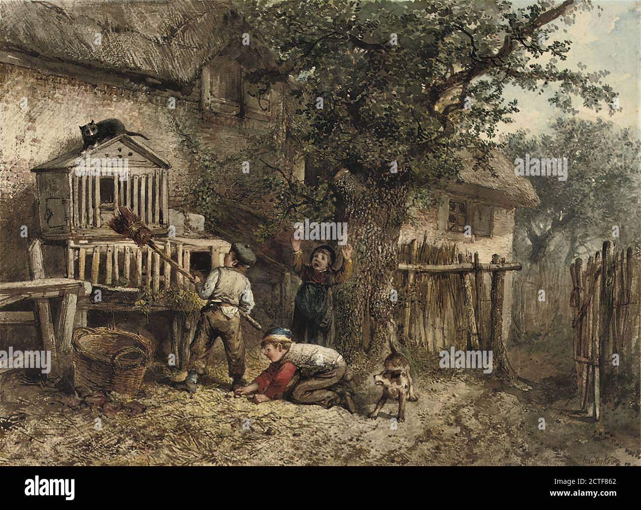 Kate Mari Ten - Teasing the Cat - Dutch School - 19th Century Stock ...
