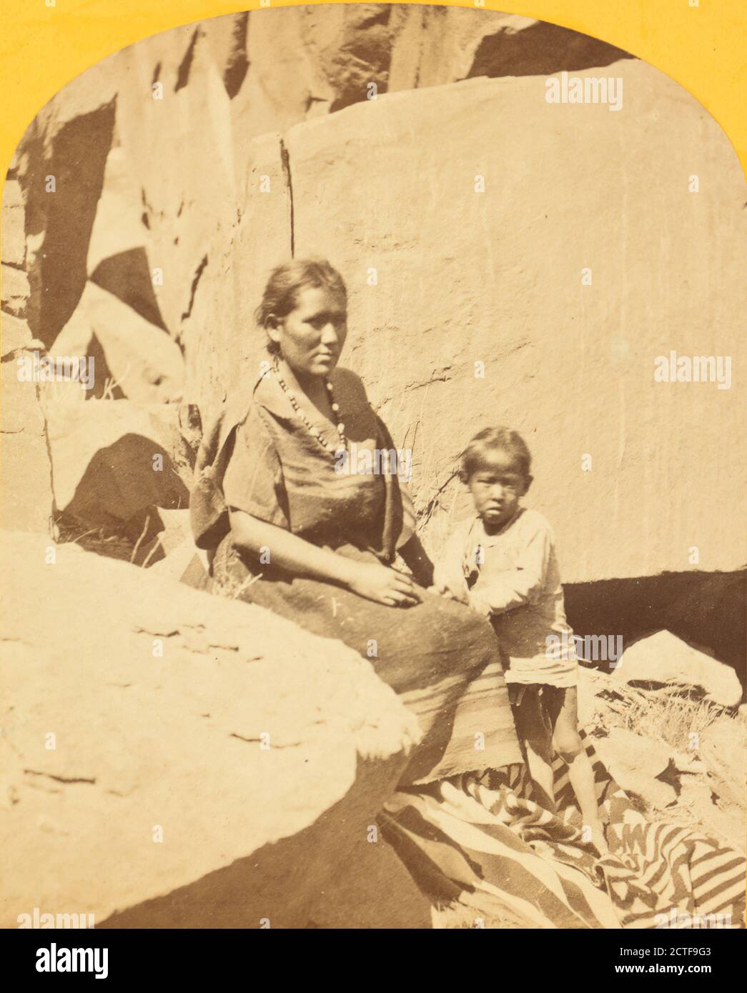 Navajo Indian squaw, and child, at their home, in Cañon de Chelle ...