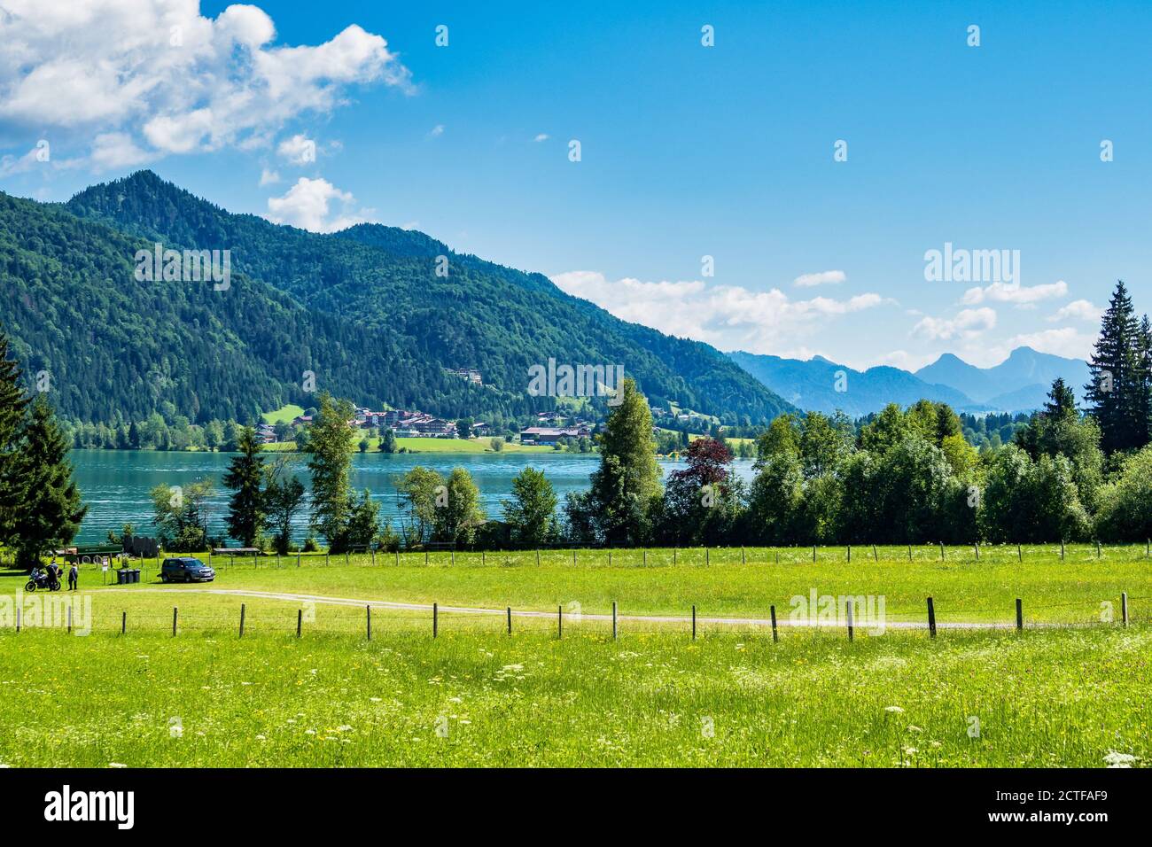 Lake Walchsee near Koessen at the Wilder and Zahmer Kaiser in Tirol ...