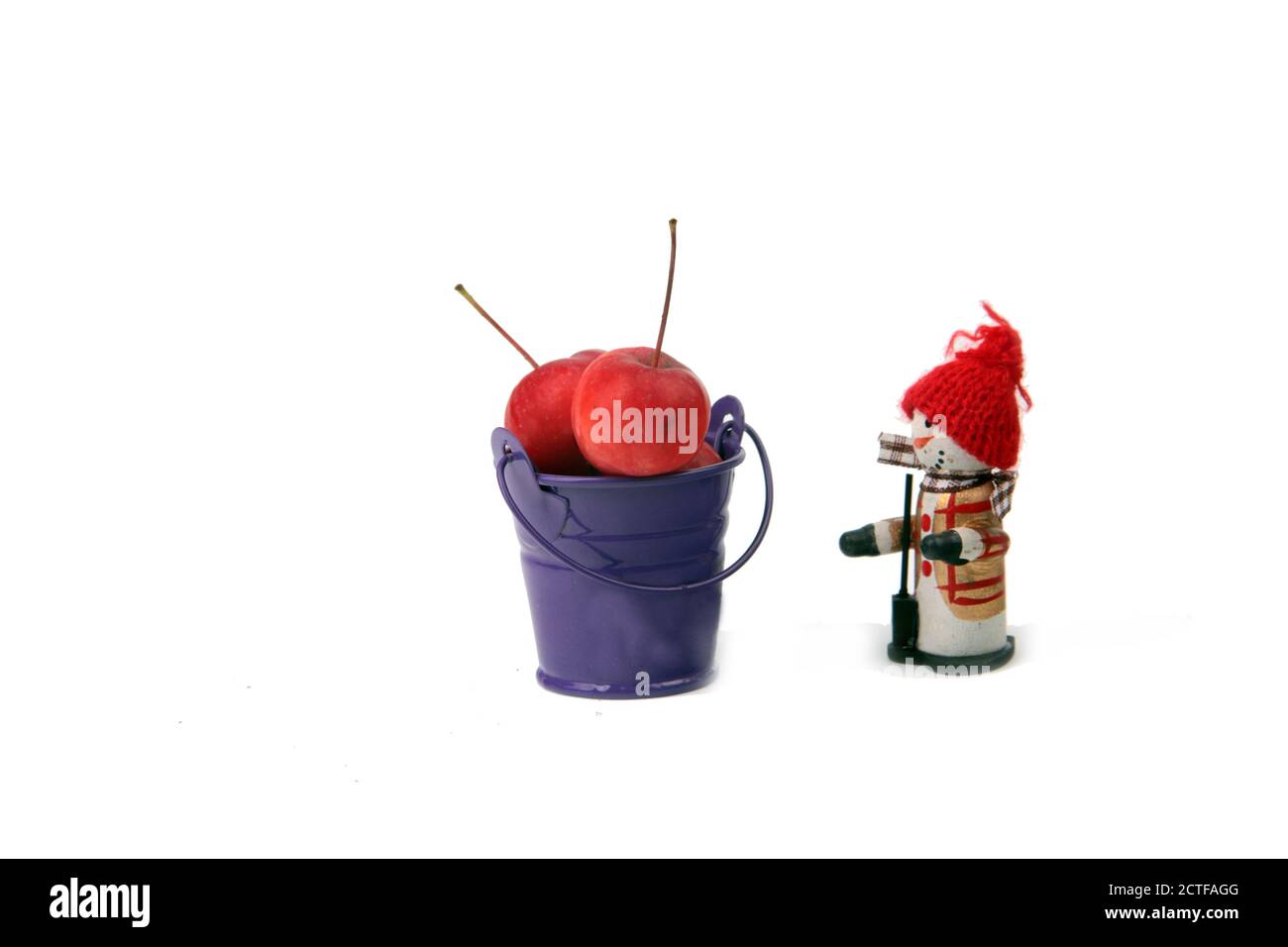two buckets of apples isolated on white background. Autumn gardening ...