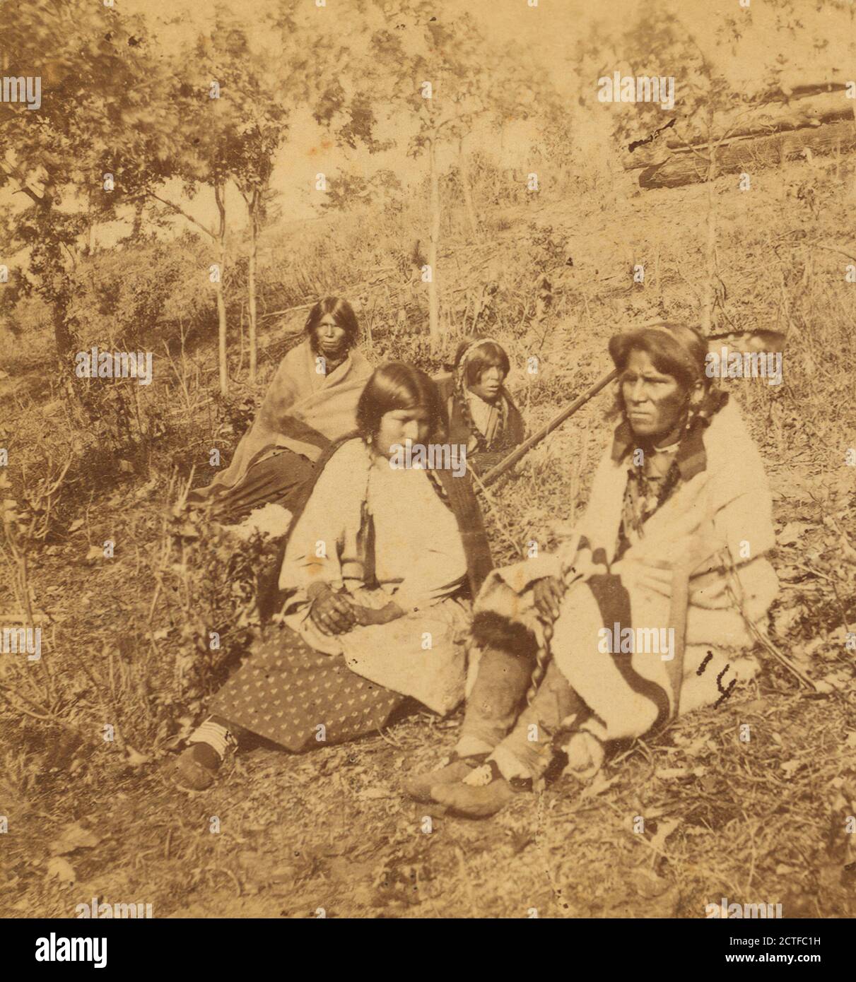 Four native Americans sitting on a hill., Indians of North America ...