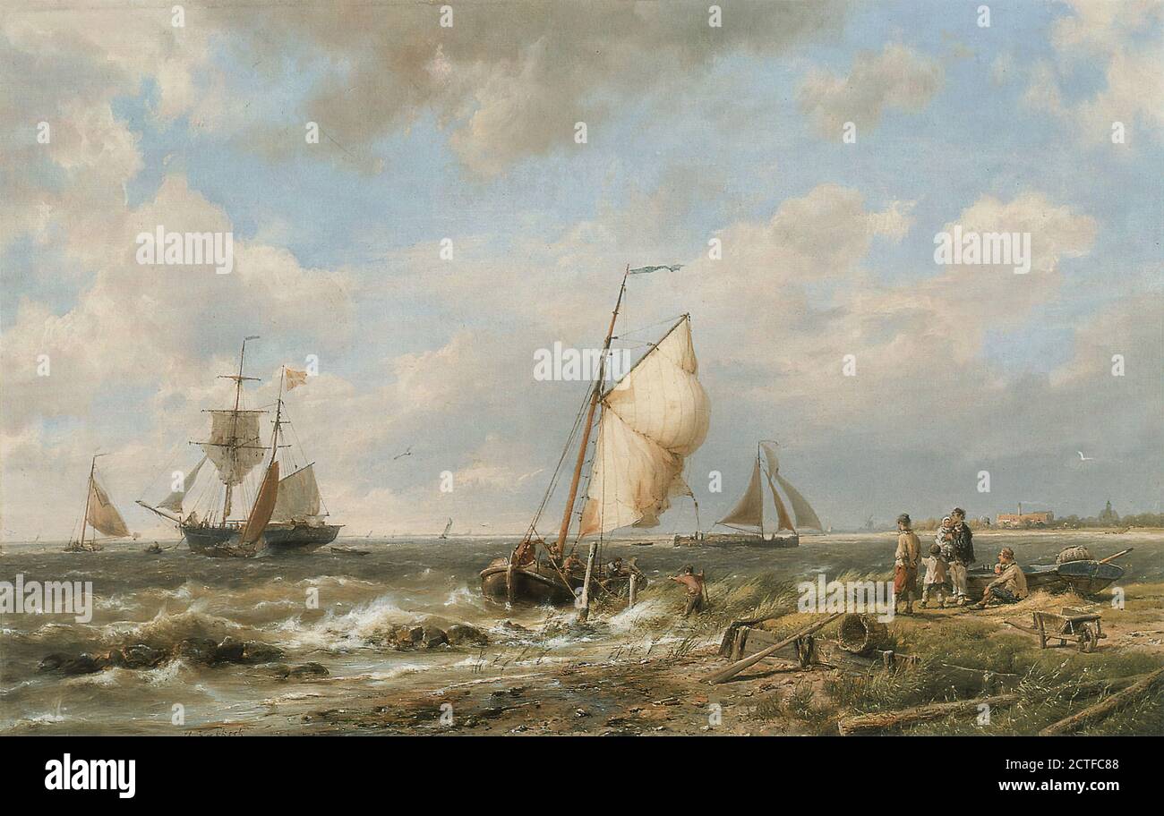 Koekkoek I Hermanus - Schepen Voor De Kust 2 - Dutch School - 19th ...