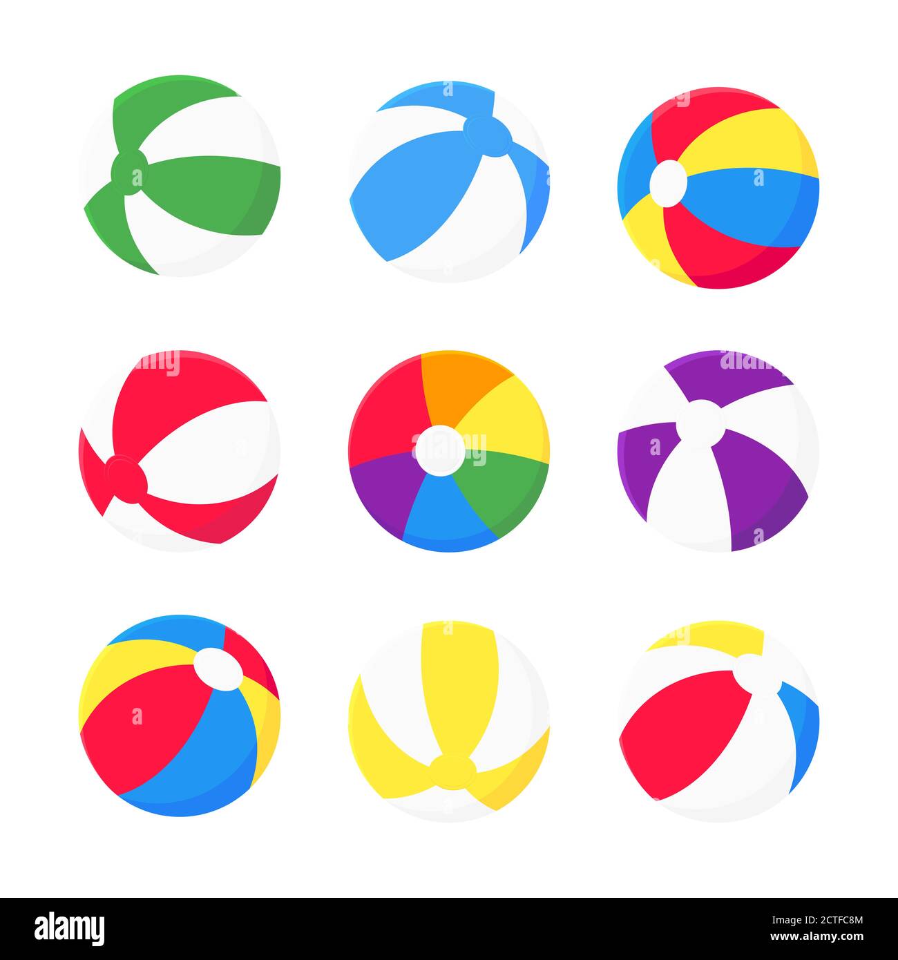 Bouncing beach balls set flat style design vector illustration icon ...