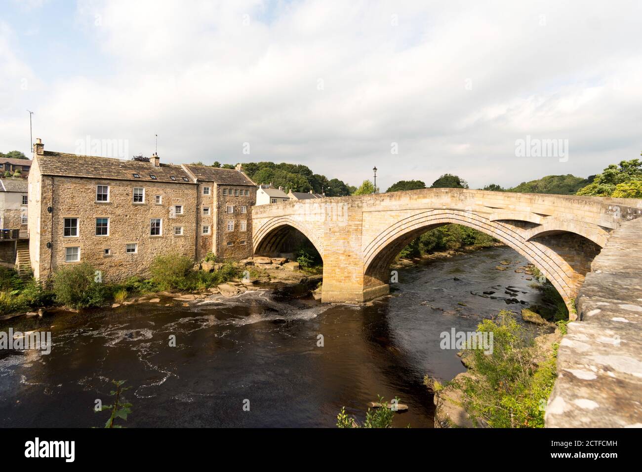 Stone road bridge dating back to 1569, over the river Tees in Barnard ...