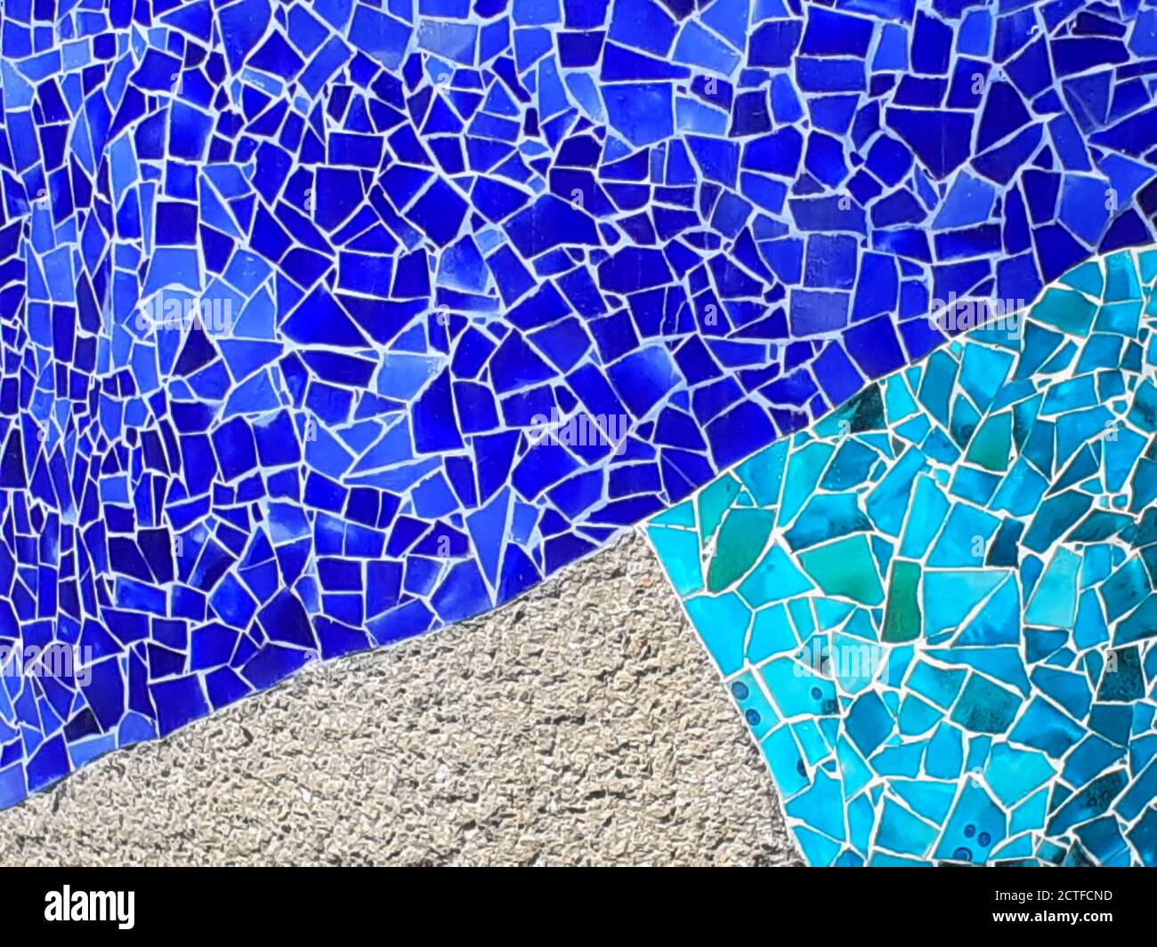 Wall of blue broken tiles mosaic Stock Photo - Alamy