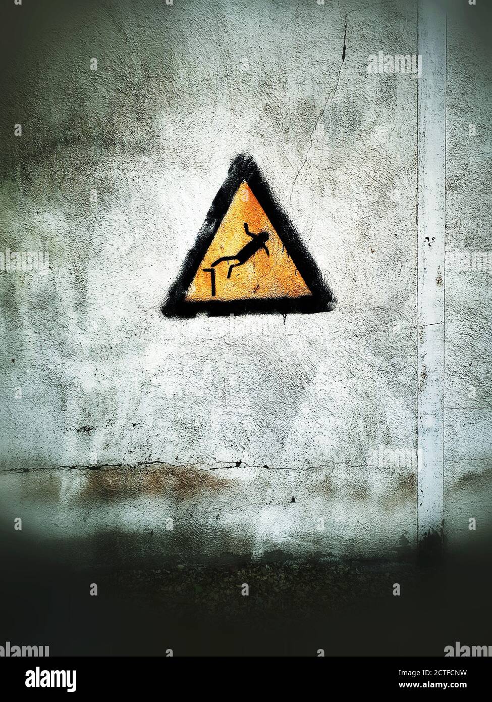 Precipitous edge, mind the drop. Warning about danger of falling Stock ...