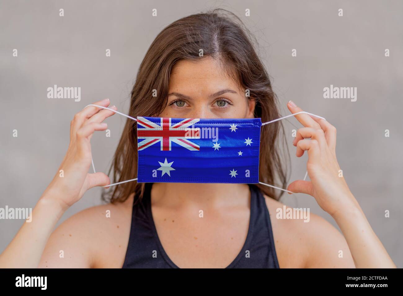 Coronavirus outbreak in Australia and worldwide health crisis. Woman ...