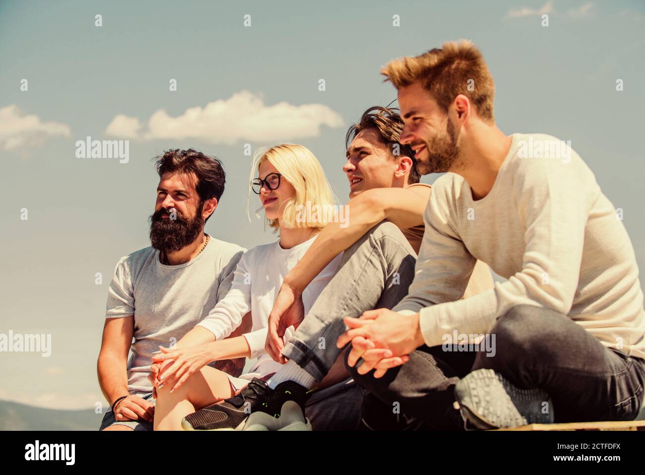 Happy to be a family. group of four people. great fit for day off ...