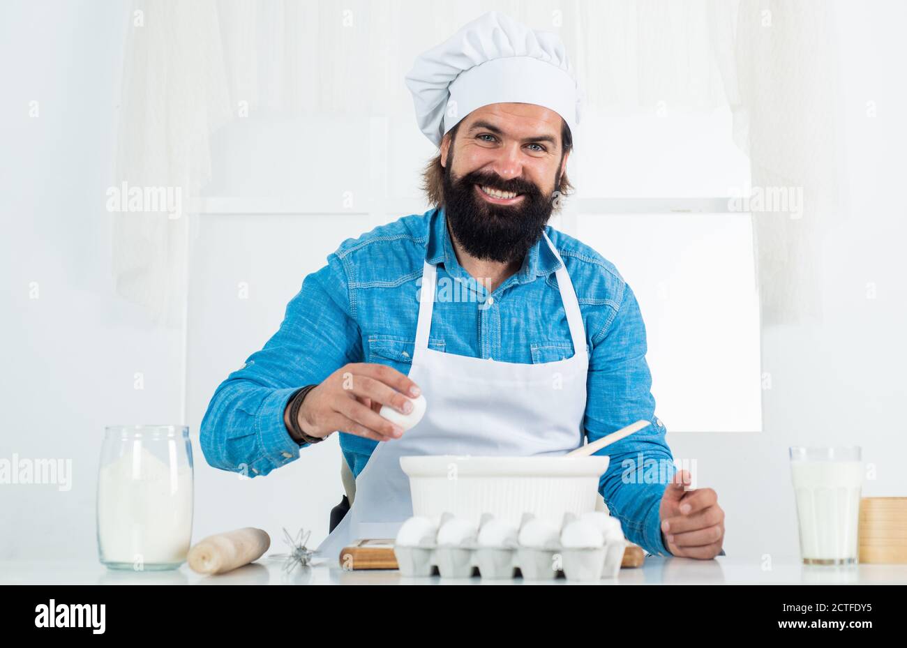 professional restaurant bearded cook guy baking, cuisine Stock Photo ...