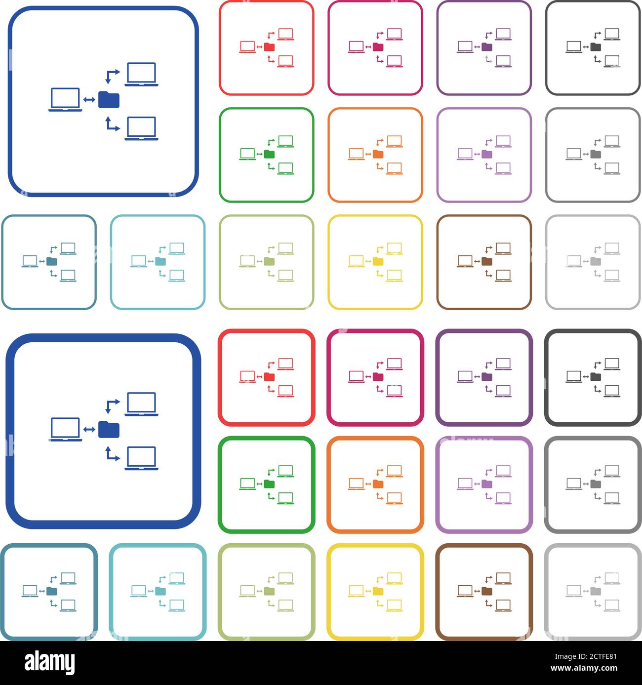 Network file system color flat icons in rounded square frames. Thin and ...