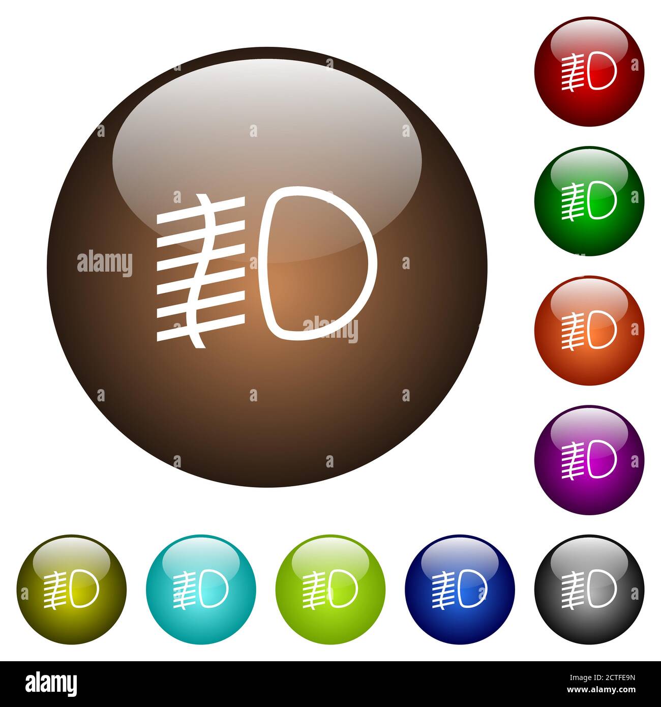 Fog lights white icons on round glass buttons in multiple colors Stock ...
