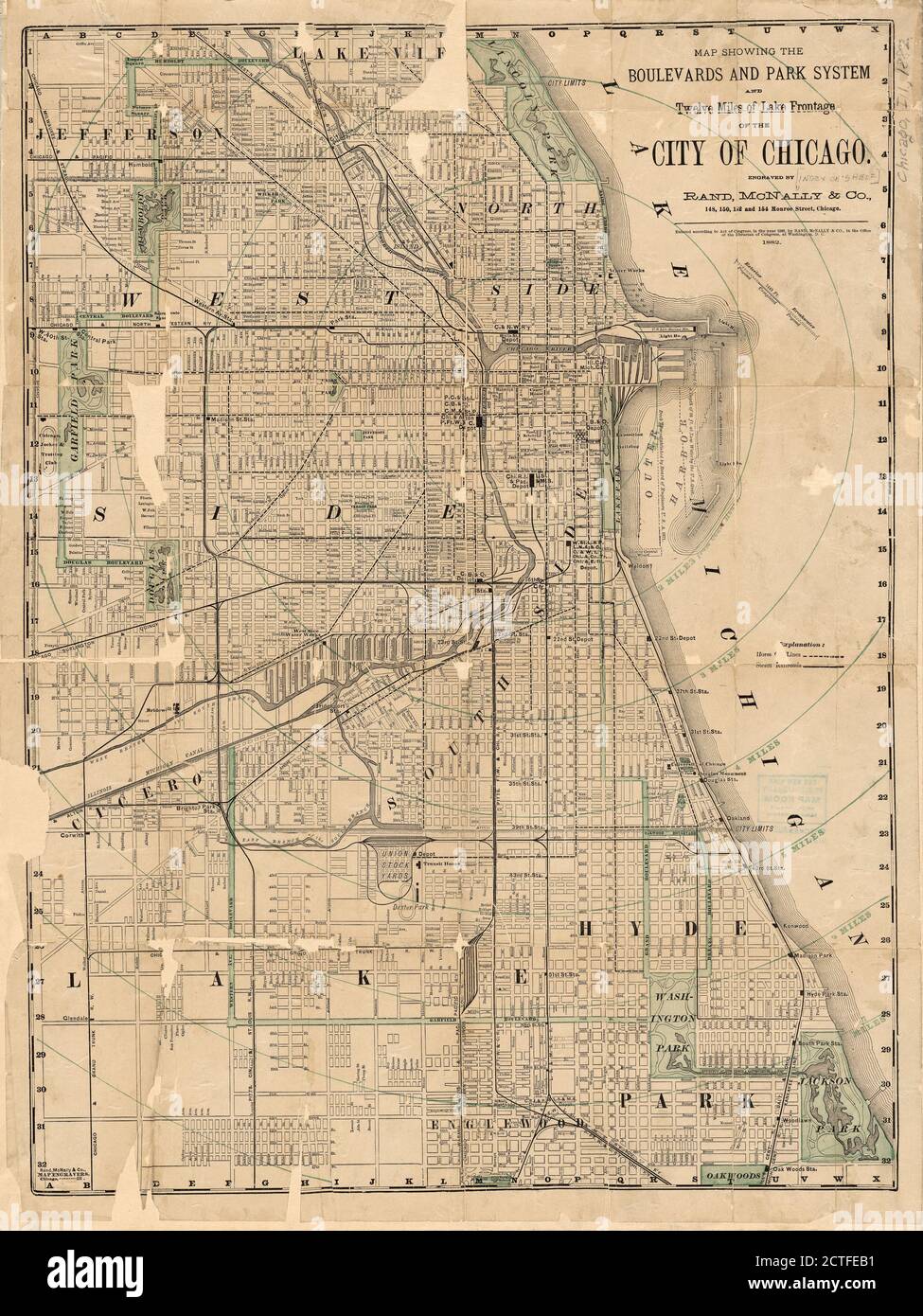 Map showing the boulevards and park system and twelve miles of lake ...