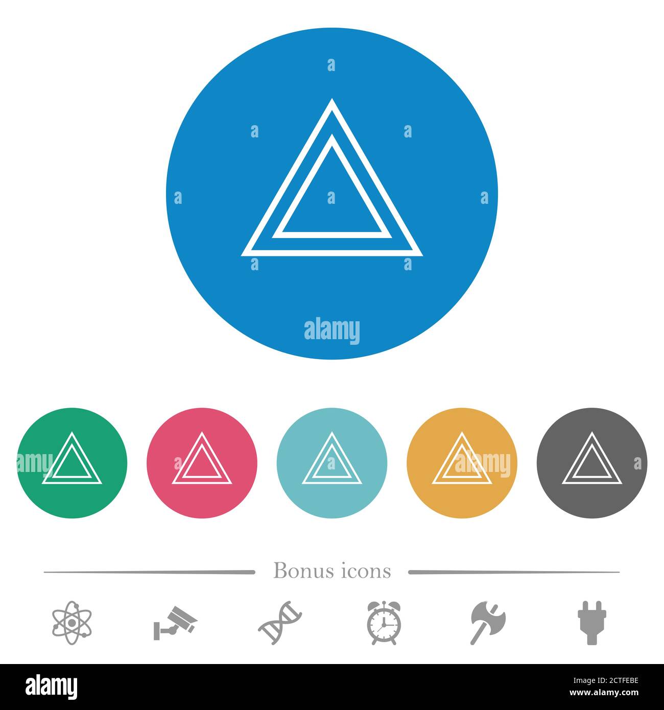 Traffic emergency triangle flat white icons on round color backgrounds ...