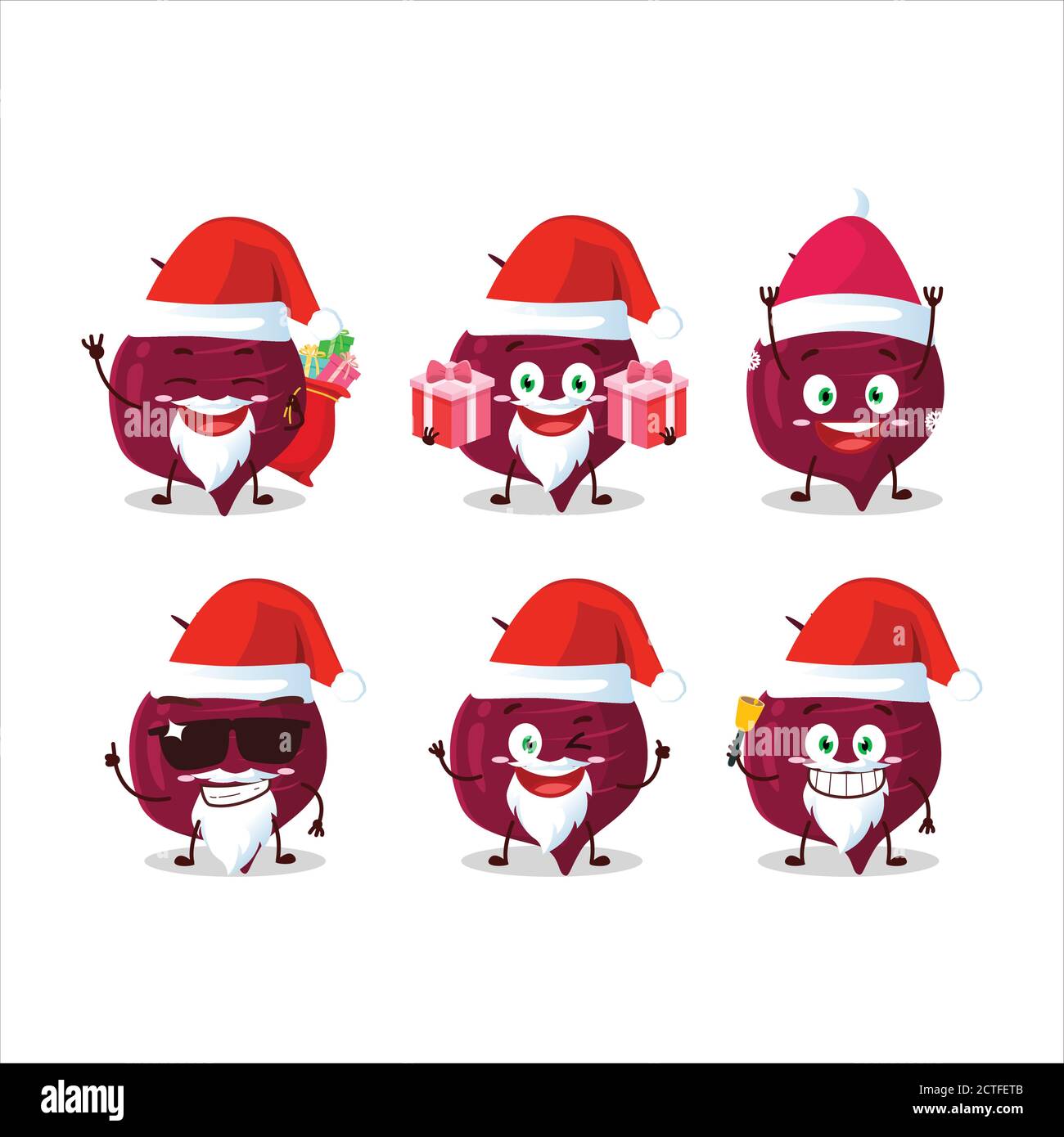 Santa Claus emoticons with beet root cartoon character Stock Vector ...