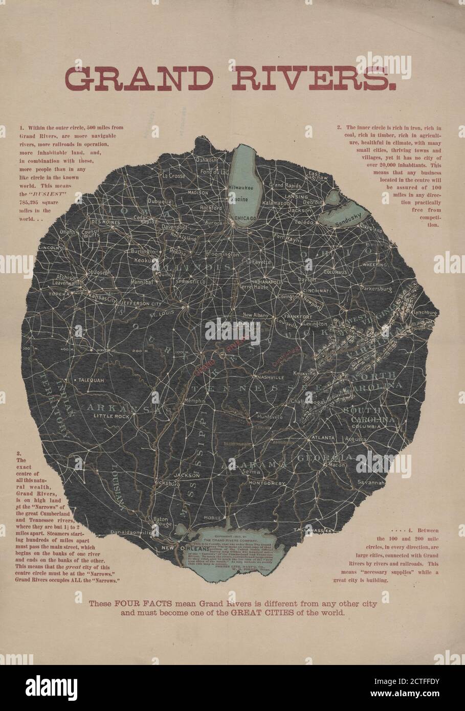 Grand Rivers, cartographic, Maps, 1890, Forbes Lithograph Manufacturing Company Stock Photo - Alamy