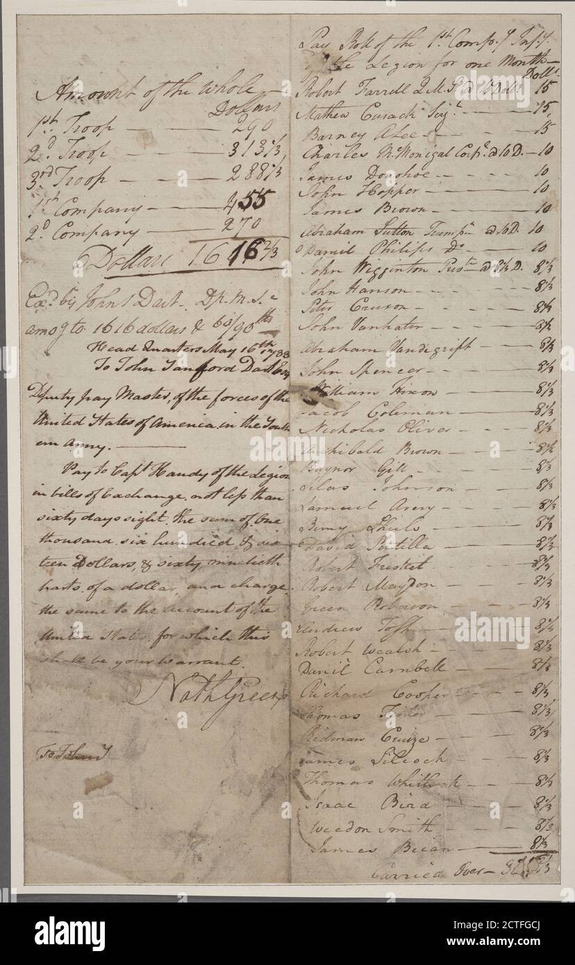 Document, text, Documents, 1783, Lee, Henry Stock Photo - Alamy