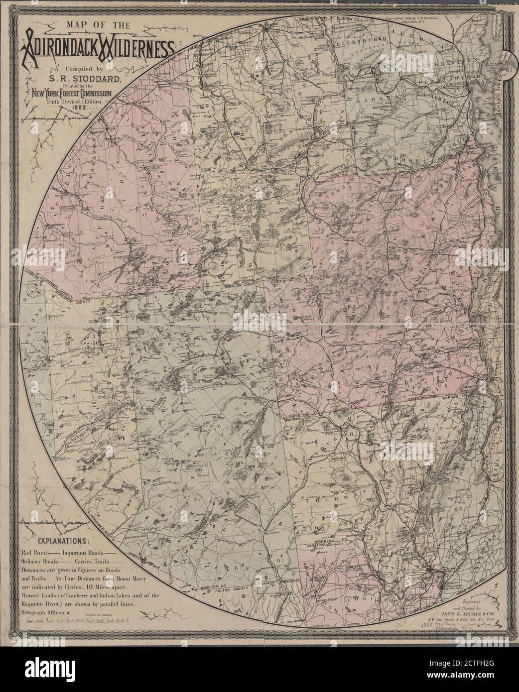 Map of the Adirondack wilderness, cartographic, Maps, 1888, Neumann ...