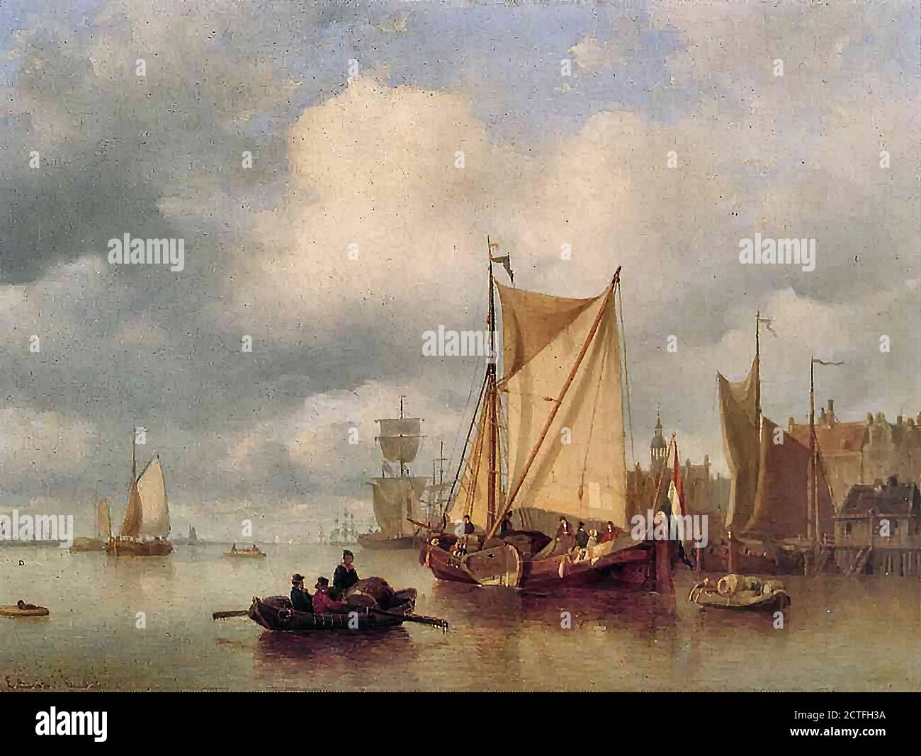 Koster Everhardus - Ships on the Ij in Amsterdam - Dutch School - 19th ...