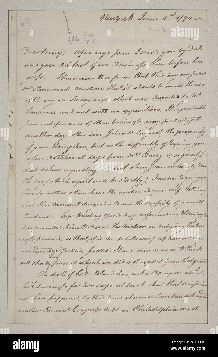 Letter to John Barry., text, Documents, 1790, Nicholson, James Stock ...