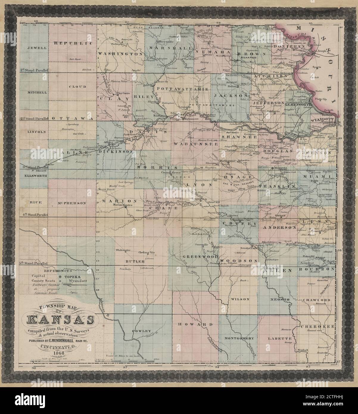 Map of kansas hi-res stock photography and images - Alamy