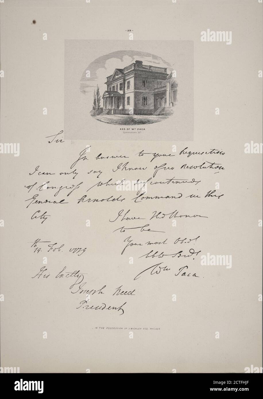 Letter to Joseph Reed, text, Documents, 1779, Paca, William, 1740-1799 ...