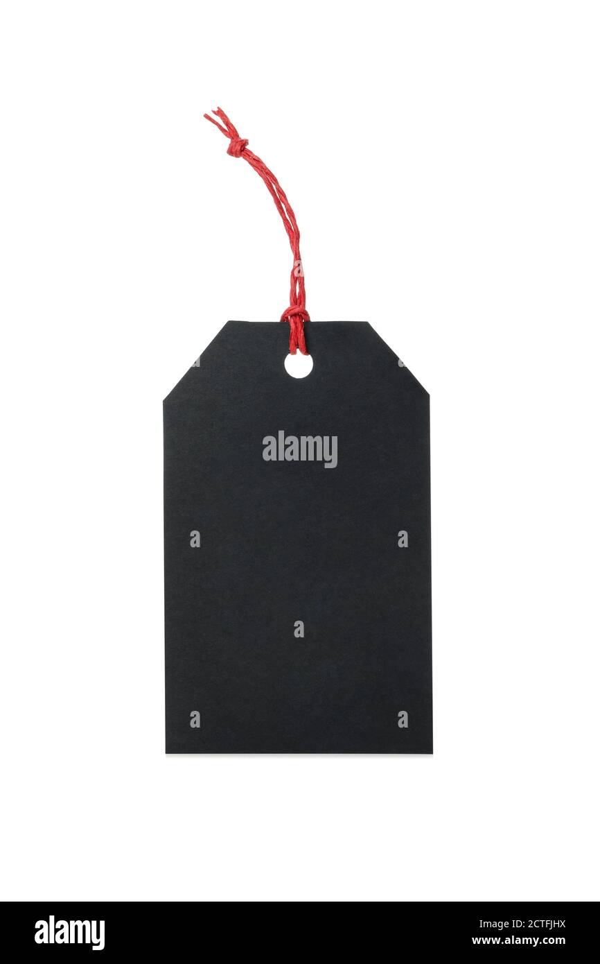Blank black tag isolated on white background Stock Photo - Alamy