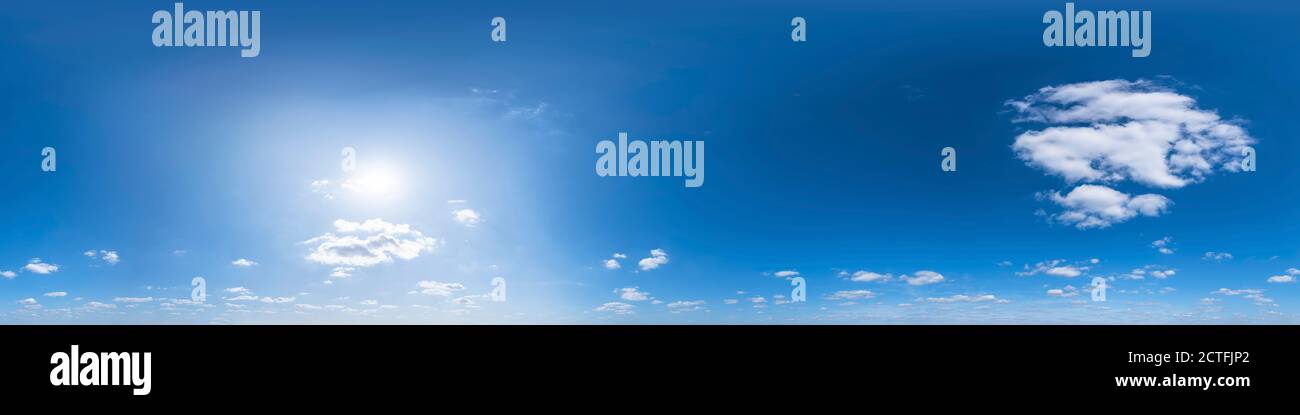 Seamless panorama with blue sky 360-degree view and beautiful clouds ...