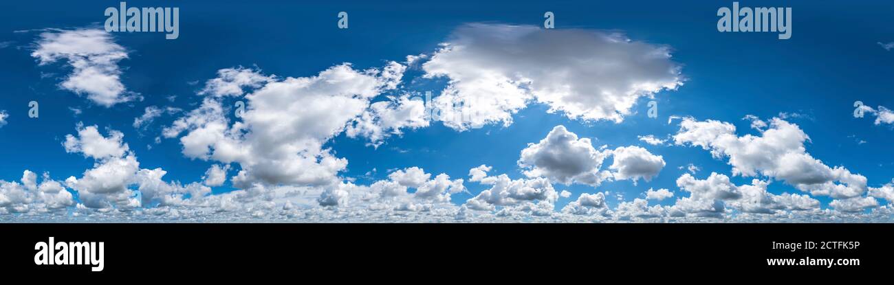 Seamless panorama with blue sky 360-degree view and beautiful clouds ...