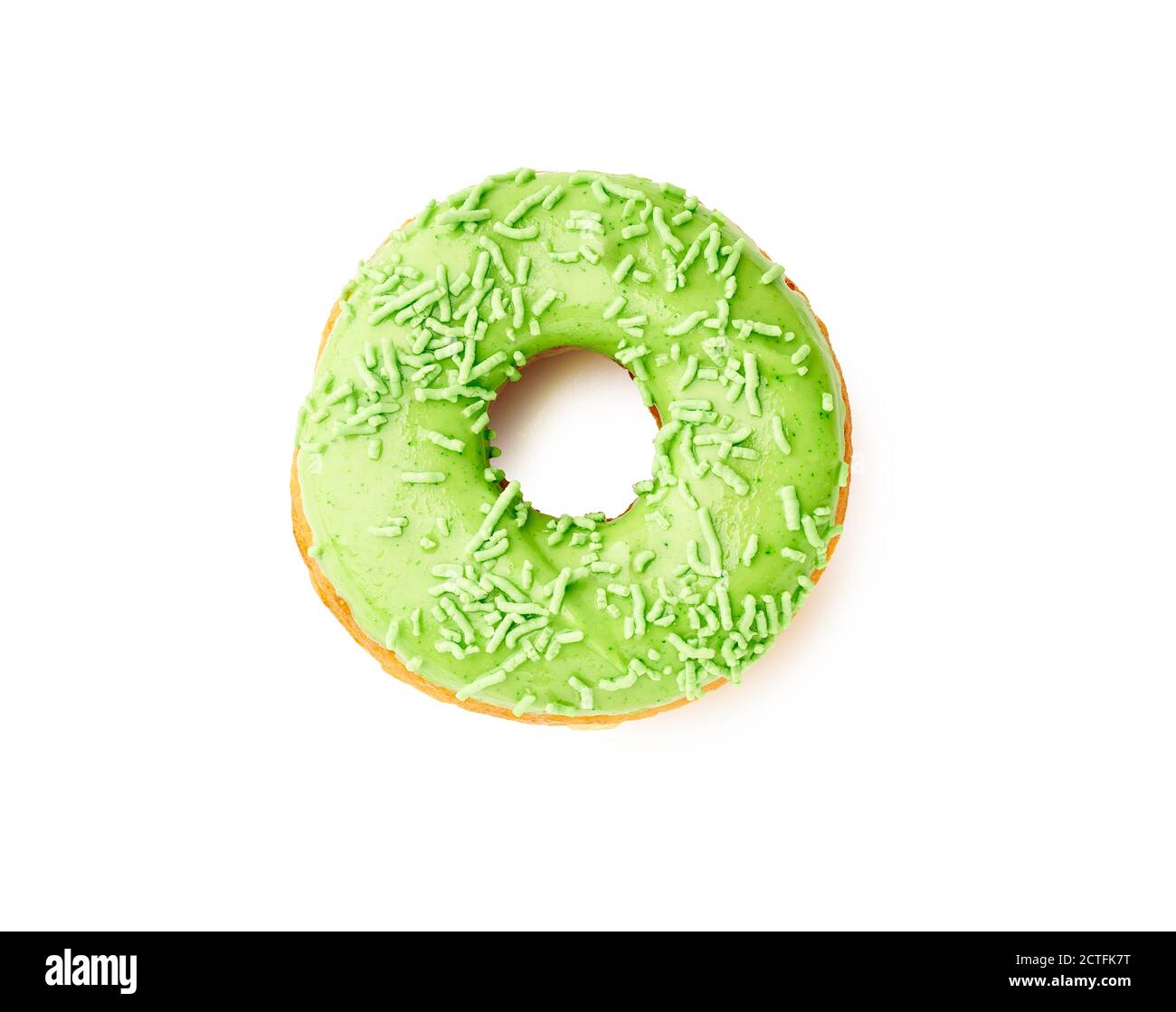 Glazed sweet green apple donut isolated on white background with copy ...
