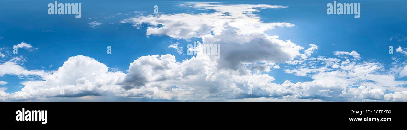 Seamless panorama with blue sky 360-degree view and beautiful clouds ...