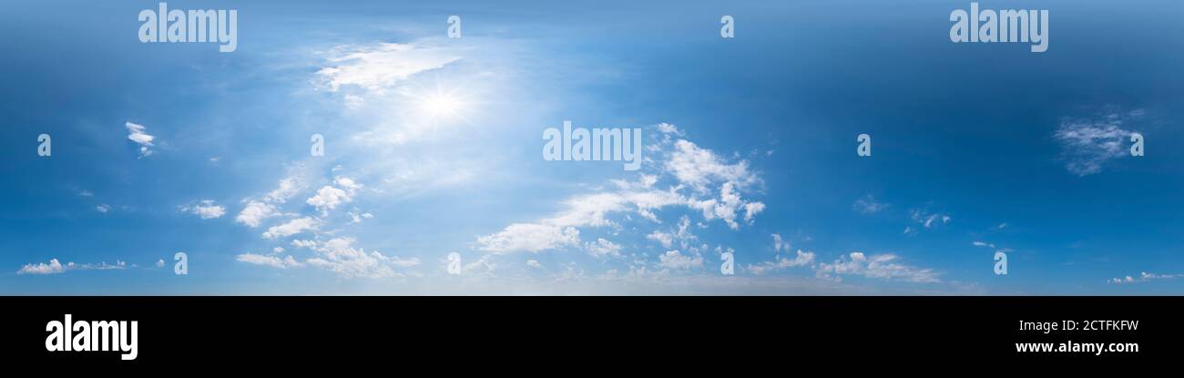 Seamless panorama with blue sky 360-degree view and beautiful clouds ...