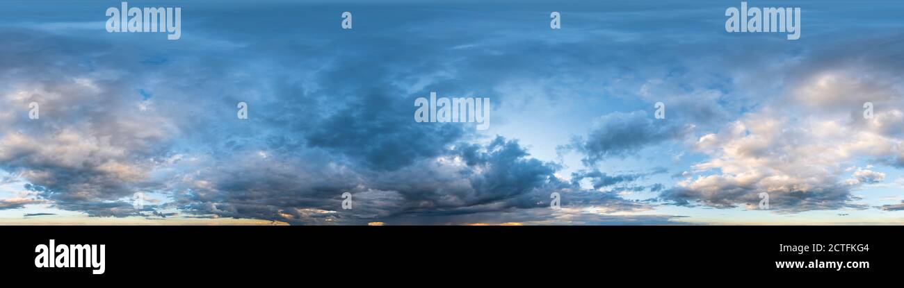 Seamless panorama with blue sky 360-degree view and beautiful clouds ...