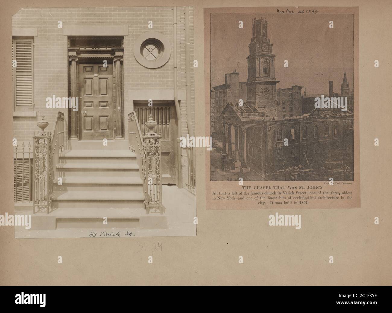 Stoop and doors of brick row house, still image, Photographs, 1890 ...