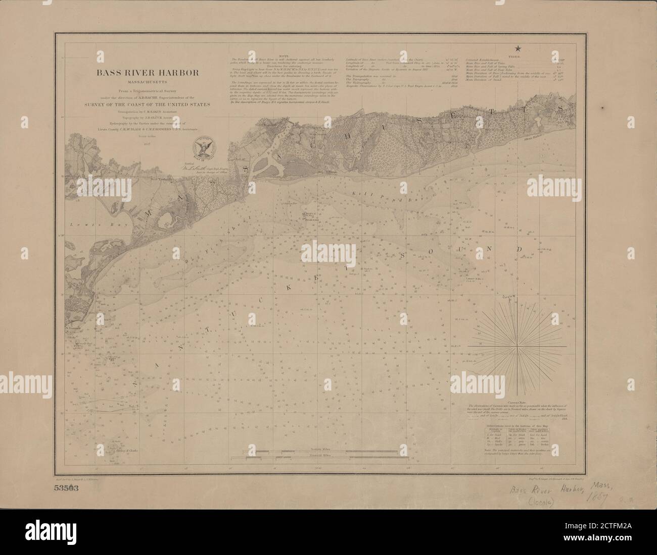 Bass River Harbor, Massachusetts, cartographic, Maps, 1857, Bache, A. D ...