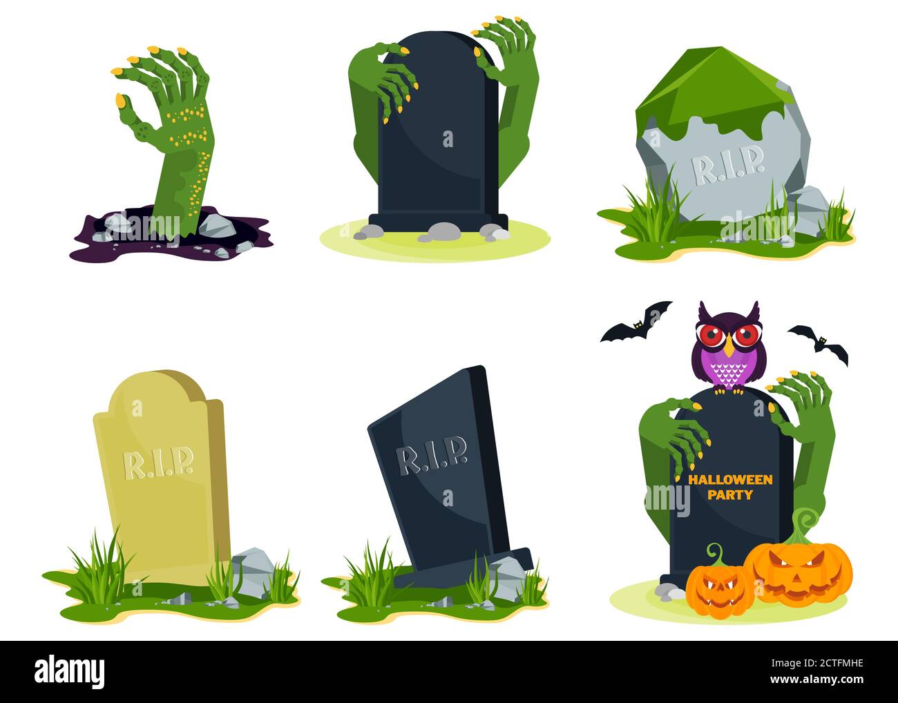 Old decrepit grave in a cemetery. Monsters, zombies, evil spirits Stock ...