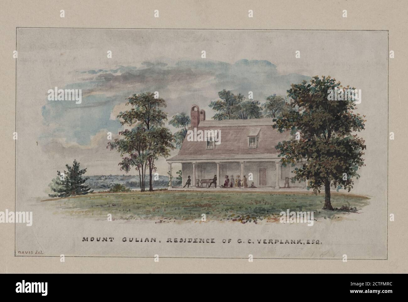 Watercolor of Mount Gulian, residence of G. C. Verplank, still image ...