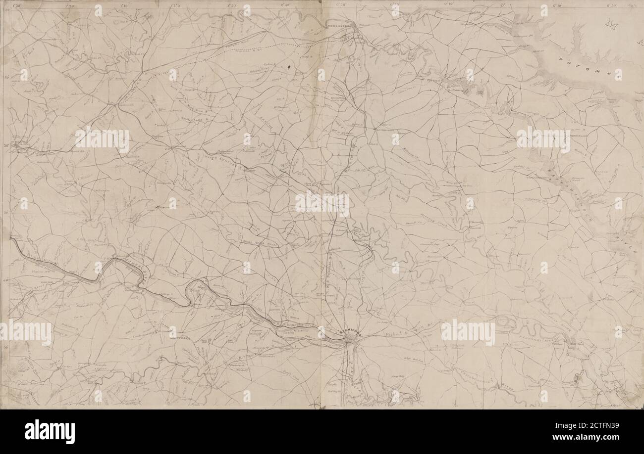 Map of Virginia, Fredericksburg to Richmond, cartographic, Maps, 1862 ...