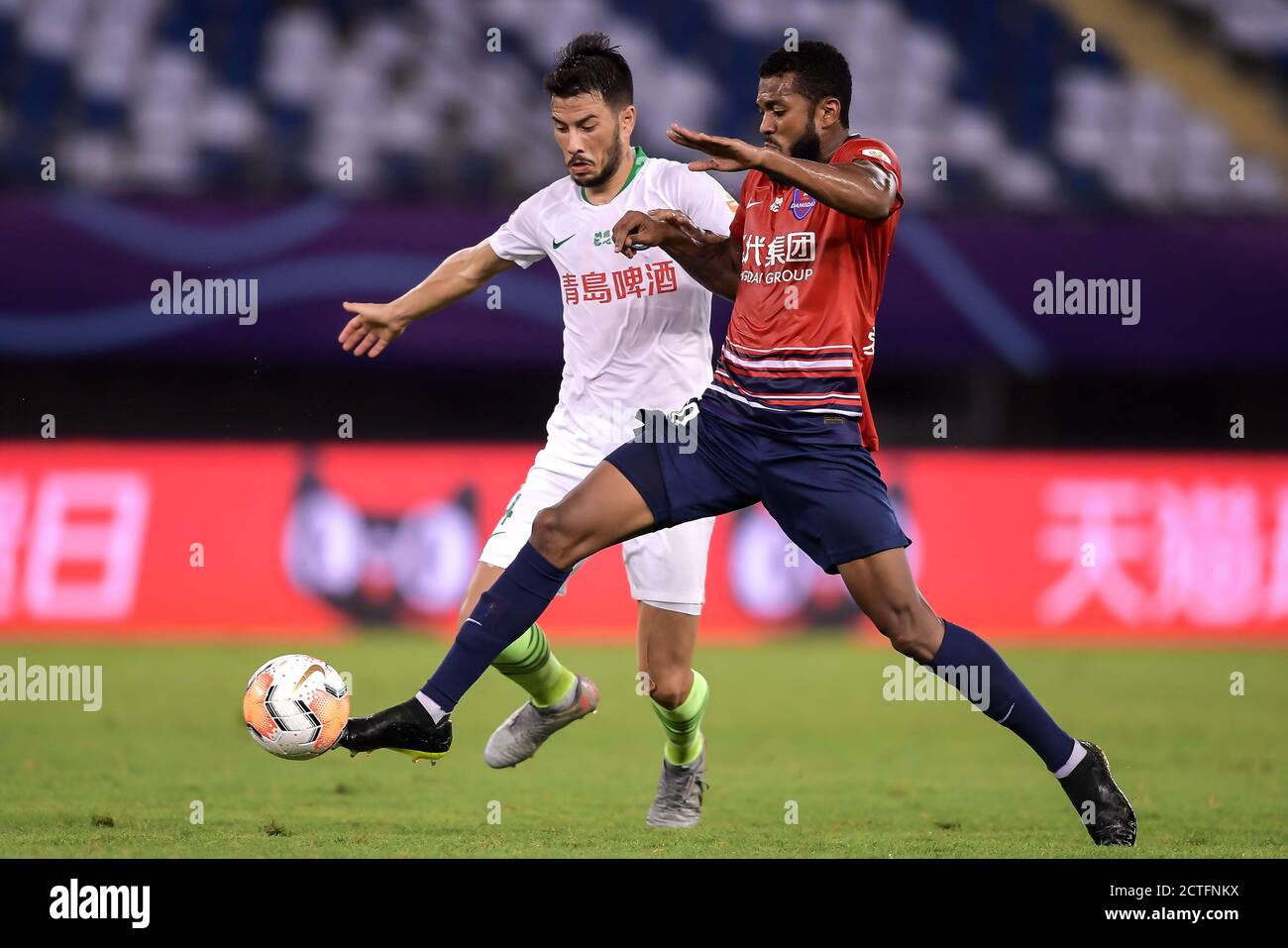 Spanish-born Taiwanese football player Yaki Yen of Qingdao Huanghai F.C ...