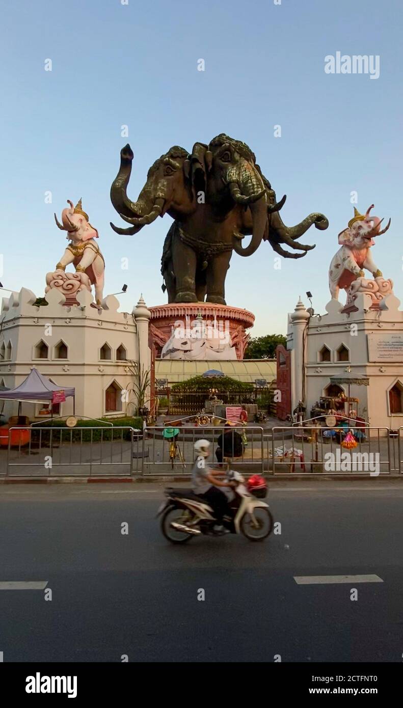 Erawan Museum three headed elephant statue Stock Photo - Alamy