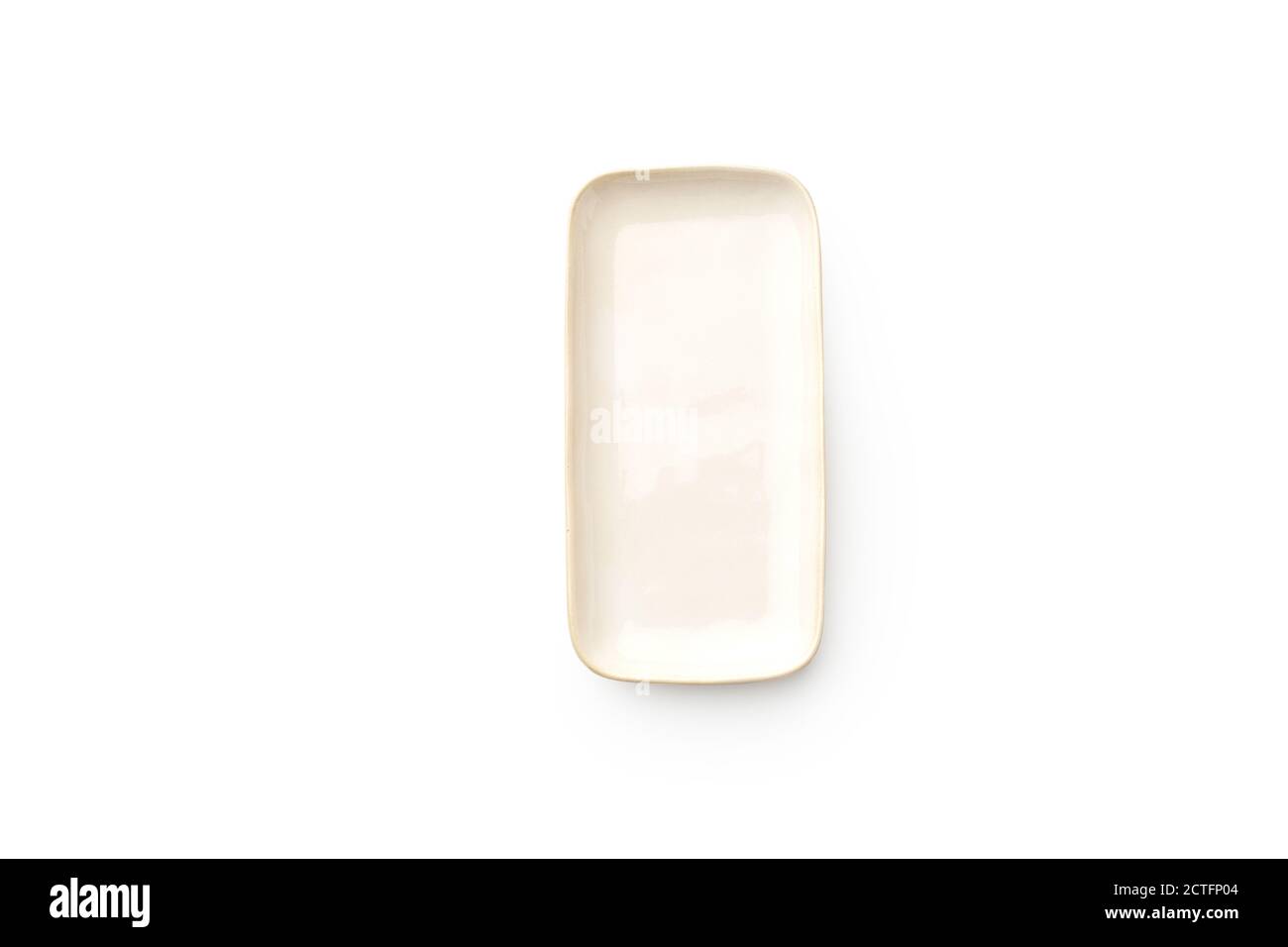 Flat lay empty rectangular plate isolated on white background top view ...