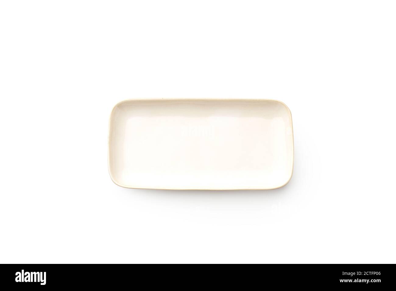 Flat lay white rectangular empty plate isolated on white background top ...