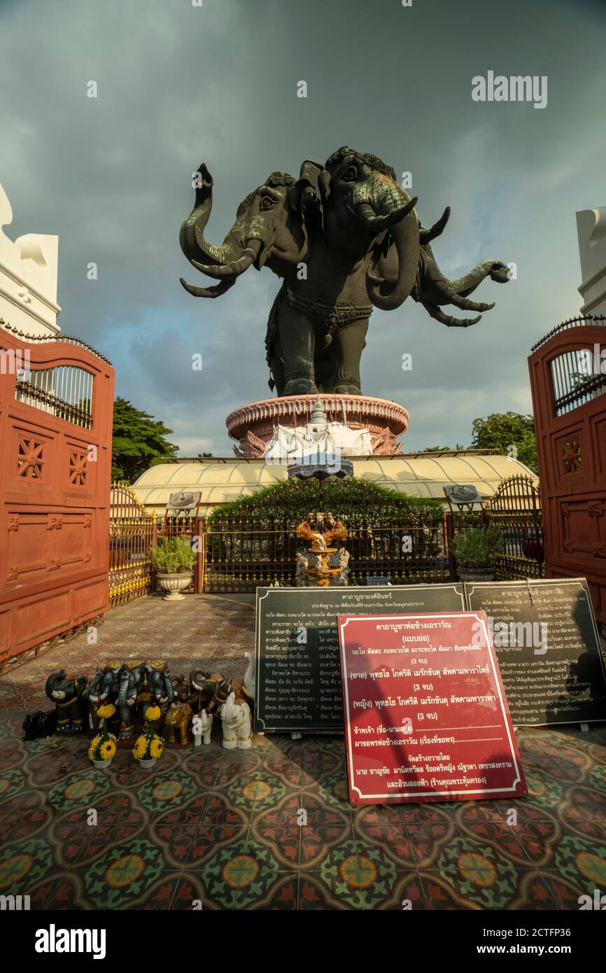 Erawan Museum three headed elephant statue Stock Photo - Alamy