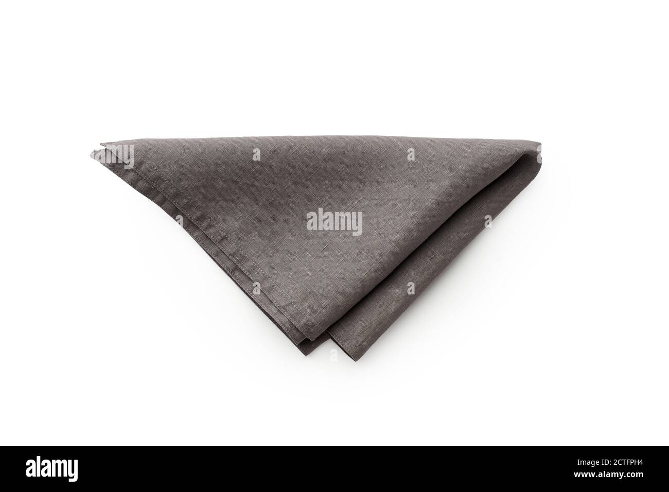 Flat lay with gray linen kitchen napkin isolated on white background ...